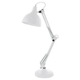Eglo Tischleuchte "BORGILLIO", weiß, 1, Ø 19cm H: 80cm, 1 Stk., Leuchten, Vintage Schreibtischlampe aus Stahl, E27, inkl. Schalter, Schreibtischlampe