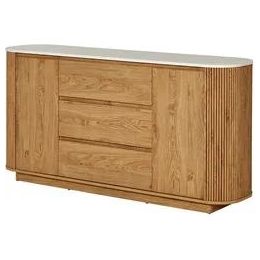 Sideboard Jahnke "GROOVE SB 160", weiß (montana eiche, marmor weiß), Sideboards, B/H/T: 159,5cm x 80,5cm x 39,6cm,montana eiche/marmor weiß, 3 Stk., Gummibaum Mango, 2 Stk., Holzwerkstoff, Holzoptik, Sideboard, abgerundet, Marmor-Look, Breite ca. 159,5 cm, B:159,5cm H:80,5cm T:39,6cm