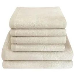 Handtuch Set Dyckhoff "Landscape", beige (sand), 6 Stk., Walkfrottier, Obermaterial: 100% Baumwolle, Handtuch-Sets, 4 Handtücher (50x100cm), 2 Duschtücher (70x140cm)