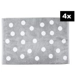 Badematte done. "DAILY SHAPES Dots 4er-Set", silber (silberfarben), H:5mm, Baumwolle, Badematten, Badvorleger aus 100% Baumwolle, Jacquardgewebt
