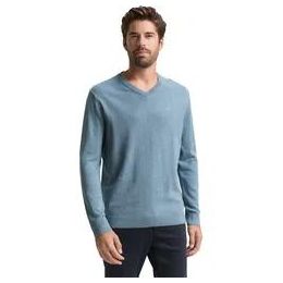 V-Ausschnitt-Pullover Tom Tailor, Herren, Gr. 3XL, faded blau melange, Strick, Obermaterial: 100% Baumwolle, meliert, regular fit normal, V-Ausschnitt, Rippbündchen, Pullover, mit kleiner Logo-Stickerei