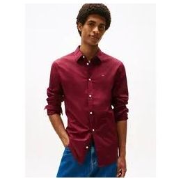 Langarmhemd Tommy Jeans "Sabim Stretch Hemd Shirt", Herren, Gr. L, N-Gr, rot (rot wine), Web, Obermaterial: 97% Baumwolle, 3% Elasthan, Casual, schmal normal, Rundhals, eingesetzt 2-Knopf-Manschette mit Schlitz, Hemden, Stretch Hemd, Premium, Slim Fit, mit Elasthan