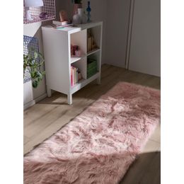 benuta Pop Waschbarer Hochflor Shaggyteppich Nanuk Pink 80x240 cm - Bettvorleger für Schlafzimmer
