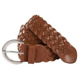 Flechtgürtel Tom Tailor "TTLISA", Damen, Gr. 85, braun (cognac, hellbraun), Rindsleder, unifarben, Gürtel, 4 cm breiter Damengürtel, Flechtledergürtel, modisches Must-Have