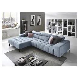Ecksofa DIE PLANBAR "MP-IN18022 L-Form", blau (aqua), B:321cm H:74cm T:190cm, 100% Polyester, Sofas, mit Kopfteilverstellung & Zierkissen, optional Sitztiefenverstellung