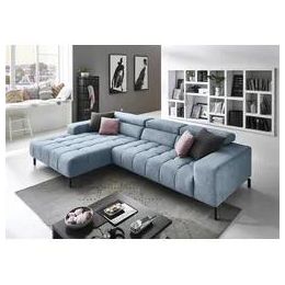 Ecksofa DIE PLANBAR "MP-IN18022 L-Form", blau (aqua), B:321cm H:74cm T:190cm, 100% Polyester, Sofas, mit Kopfteilverstellung & Zierkissen, optional Sitztiefenverstellung