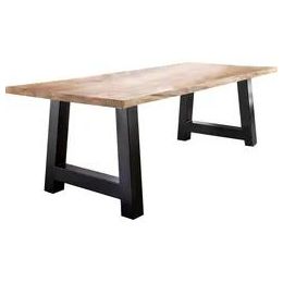 Esstisch Home Affaire "Tristan", beige (natur, schwarz, natur), B:280cm H:77cm T:110cm, Tische, mit Baumkante
