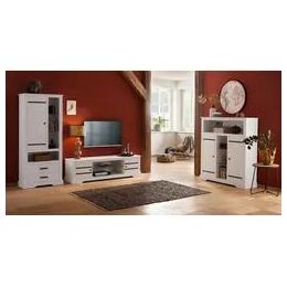 Highboard Home Affaire, weiß, B:120cm H:130cm T:35cm, Sideboards, Stauraumschrank aus massivem Kiefernholz, Breite 120 cm