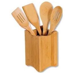 Kochbesteck-Set Kesper, beige (natur), Bambus, Kochbesteck-Sets, eckiger Behälter, Bambus