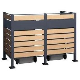 Mülltonnenbox WESTMANN "Planum", grau (anthrazit, holzoptik), B:90cm H:120cm T:170cm, Stahl, Aufbewahrungsboxen, für 2 Mülltonnen je 240 L