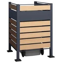 Mülltonnenbox WESTMANN "Planum", grau (anthrazit, holzoptik), B:90cm H:120cm T:90cm, Stahl, Aufbewahrungsboxen, Mülltonnenverkleidung & Sichtschutz