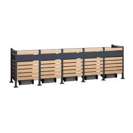 Mülltonnenbox WESTMANN "Planum", grau (anthrazit, holzoptik), B:90cm H:120cm T:410cm, Stahl, Aufbewahrungsboxen, Platz für 5 Mülltonnen je 240 L