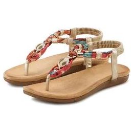 Zehentrenner Lascana, Damen, Gr. 39, bunt, Obermaterial: 50% Lederimitat, 50% Textilmaterial. Decksohle: 100% Textilmaterial. Laufsohle: 100% Synthetik, gemustert, Schuhe, Sandale mit elastischen Riemchen und modischer Farbgebung
