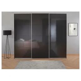 Schwebetürenschrank Rauch "Kleiderschrank Schrank Garderobe KOLUNA mit Hochglanz-Front", grau (graumetallic, hochglanz effektgrau), B:271cm H:210cm T:62cm, Holzwerkstoff, Schränke, Hochglanzfront, inkl. 2 Innenschubladen sowie extra Böden