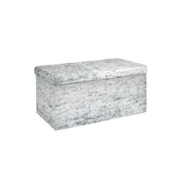 Intirilife Faltbare Sitzbank 76x38x38 cm in Samt Blaugrau | Gr.: onesize