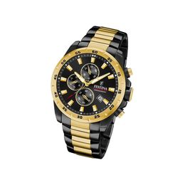 Analog-Armbanduhr Festina Chronograph Sport schwarz, gold groß (ca. 45mm) | Gr.: onesize