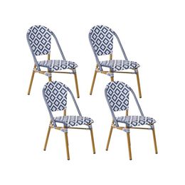 Beliani 4er-Set Gartenstuhl RIFREDDO in Blau/Beige/Weiß | Gr.: onesize