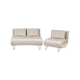 Beliani 2-tlg 3-Sitzer Sofa VESTFOLD in Beige/Gold | Gr.: onesize