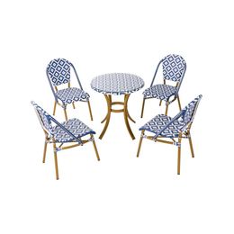 Beliani 5-tlg Gartentisch Set RIFREDDO in /Blau/Beige | Gr.: onesize