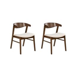 Beliani 2er-Set Esszimmerstuhl LILLY in Weiß/Braun | Gr.: onesize