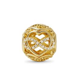 GNOCE Silber vergoldet Zirkonia Charm Herz Infinity | Gr.: onesize