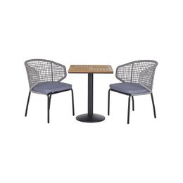 Beliani 3-tlg Bistro Set PALMI in Grau/Schwarz/Heller Holzfarbton | Gr.: onesize
