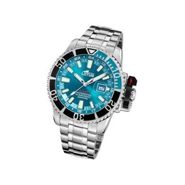 Chronograph-Armbanduhr Lotus Classic silber, hellblau extra groß (ca. 46,3mm) | Gr.: onesize
