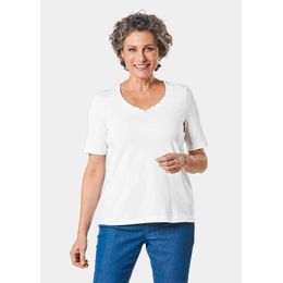 GOLDNER Kurzgr&ouml;&szlig;e: T-Shirt Halbarm Basic-Shirt aus Baumwolle in wei&szlig; | Gr.: 20
