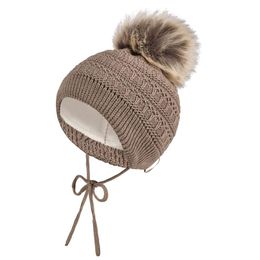Sterntaler Strickmütze Pompon in braun | Gr.: 49 cm