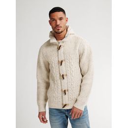 PETROL INDUSTRIES Strickjacke mit Zopfmuster Anchorage in Weiß | Gr.: XL