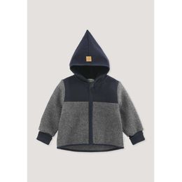 hessnatur Wollwalk Jacke aus Bio-Merinowolle mit Softshell in anthrazit | Gr.: 74/80