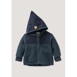 hessnatur Wollwalk Jacke aus Bio-Merinowolle mit Softshell in dunkles petrol | Gr.: 74/80