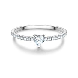 Trilani Ring Herz aus Sterling Silber mit Zirkonia in silber | Gr.: 58