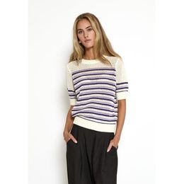Minus T-Shirt in Cloud Dancer/Purple Stripes | Gr.: L