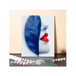 ARTNANAS DIY Malen nach Zahlen Set-"Zwischen Blatt und Lippen" | Gr.: 30x40 ohne Rahmen