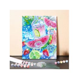 ARTNANAS DIY Malen nach Zahlen Set-"Wassermelone" | Gr.: 30x40cm mit Keilrahmen nicht ges