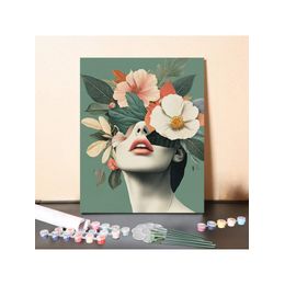 ARTNANAS DIY Malen nach Zahlen Set-"Bl&uuml;tenhaut" | Gr.: 30x40 mit Rahmen