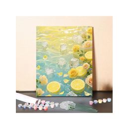 ARTNANAS DIY Malen nach Zahlen Set-"Zitrone" | Gr.: 30x40cm mit Keilrahmen nicht ges