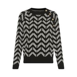 Laura Scott Rundhalspullover in schwarz offwhite gemustert | Gr.: 48/50