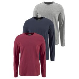 MAN'S WORLD Man's World Langarmshirt in rot, marine, grau-meliert | Gr.: 60/62