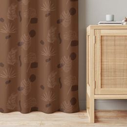 Vorhang Tropische Blätter Muster - Rehbraun - blickdichte Gardine Botanik Tropical Muster Wohnzimmer Schlafzimmer Küche Bad Badezimmer Braun
