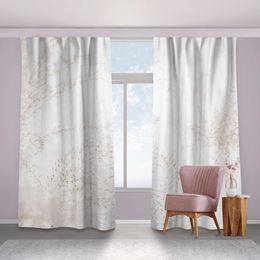 Vorhang Sonnenstrahlen im Pampasgras - blickdichte Gardine Botanik Tropical Landhausstil Wohnzimmer Schlafzimmer Küche Bad Badezimmer Beige
