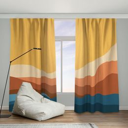 Vorhang Sonnenuntergang in der Wüste - blickdichte Gardine Kunstdruck Wohnzimmer Schlafzimmer Küche Bad Badezimmer Jugendzimmer Bunt