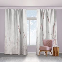 Vorhang Sommerliches Schilfgras - blickdichte Gardine Botanik Tropical Landhausstil Wohnzimmer Schlafzimmer Küche Bad Badezimmer Beige