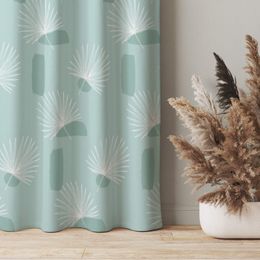 Vorhang Zwergpalmen Blätter - Pastell Mint - blickdichte Gardine Muster Blumen Floral Wohnzimmer Schlafzimmer Küche Bad Badezimmer Türkis