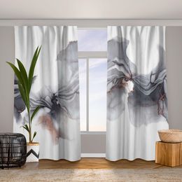 Vorhang Schwarze Medusa mit Kupferglanz - blickdichte Gardine Kunstdruck Muster Wohnzimmer Schlafzimmer Küche Bad Badezimmer Grau