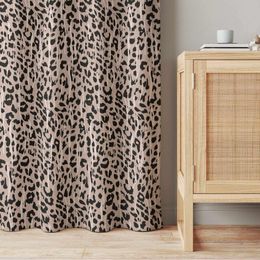 Vorhang Zebra und Leopard Muster - blickdichte Gardine Muster Wohnzimmer Schlafzimmer K&uuml;che Bad Badezimmer Jugendzimmer Beige