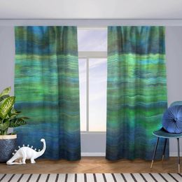 Vorhang Wasserspiegel in satten Farben - blickdichte Gardine Kunstdruck Wohnzimmer Schlafzimmer Küche Bad Badezimmer Grün