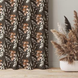 Vorhang Zweige in herbstlicher Stimmung - blickdichte Gardine Botanik Tropical Illustration Muster Wohnzimmer Schlafzimmer Küche Bad Badezimmer Beige
