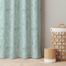 Vorhang Weide Blätter Muster - Pastell Mint - blickdichte Gardine Muster Blumen Floral Wohnzimmer Schlafzimmer Küche Bad Badezimmer Türkis